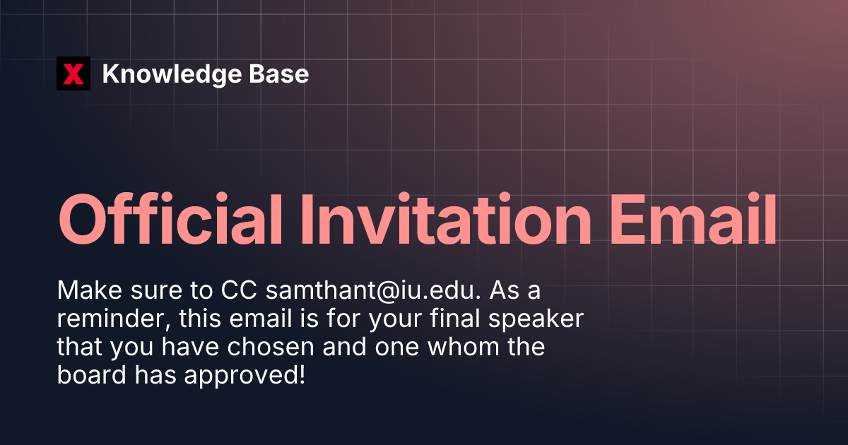 Official Invitation Email | Knowledge Base
